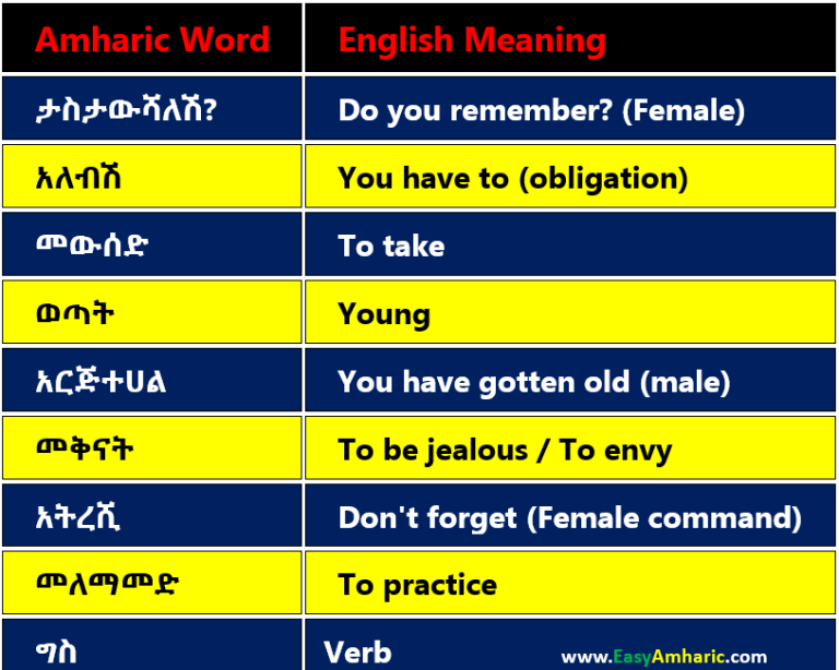 Important Amharic Words & Phrases In English! - EasyAmharic.com
